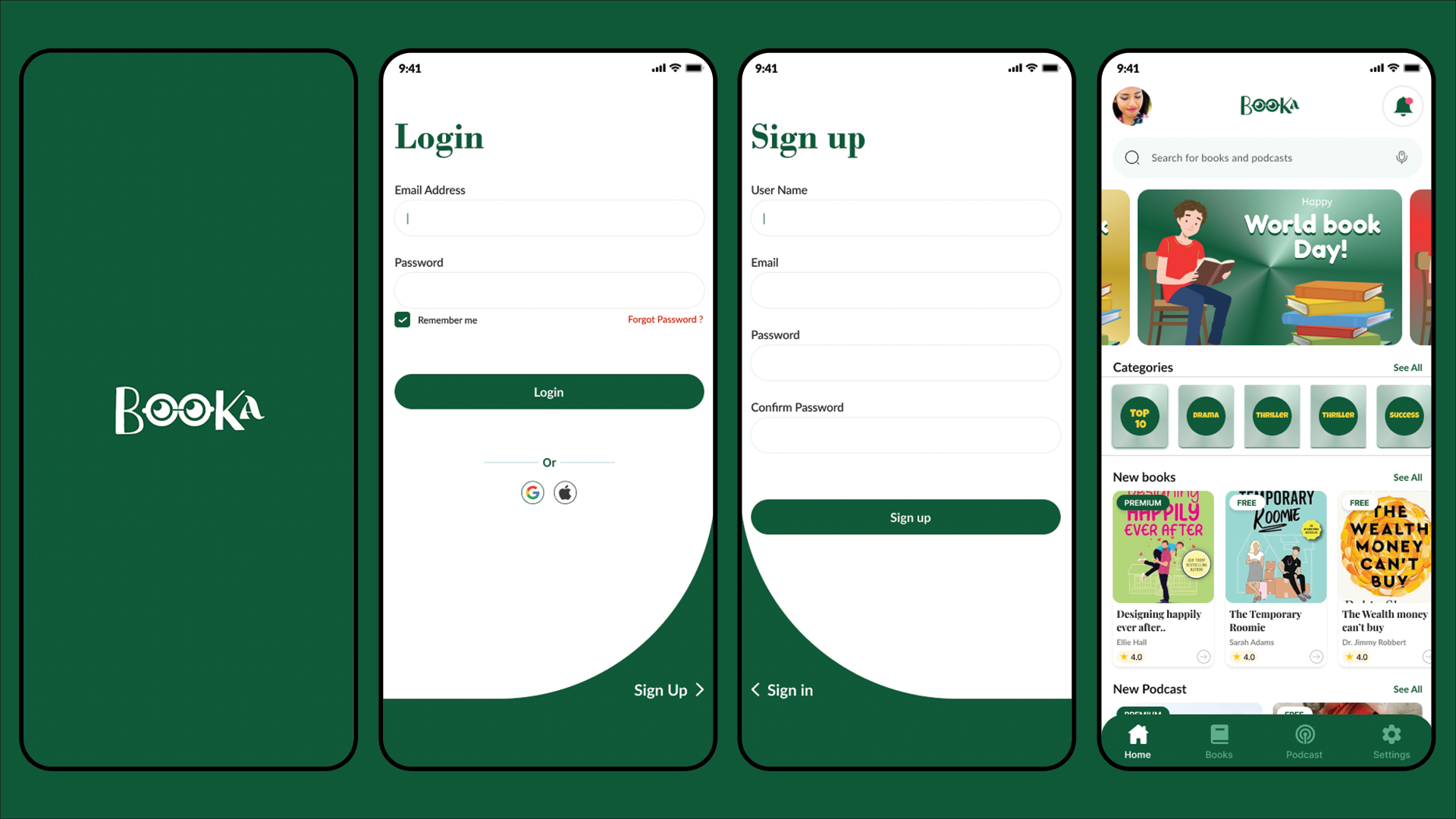 BooKa - Podcast and eBook Flutter Android iOS Mobile Application Code with Laravel Admin Panel ...